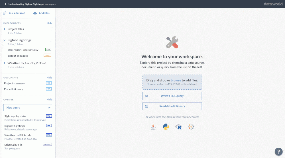 Doing real work with Workspaces | data.world